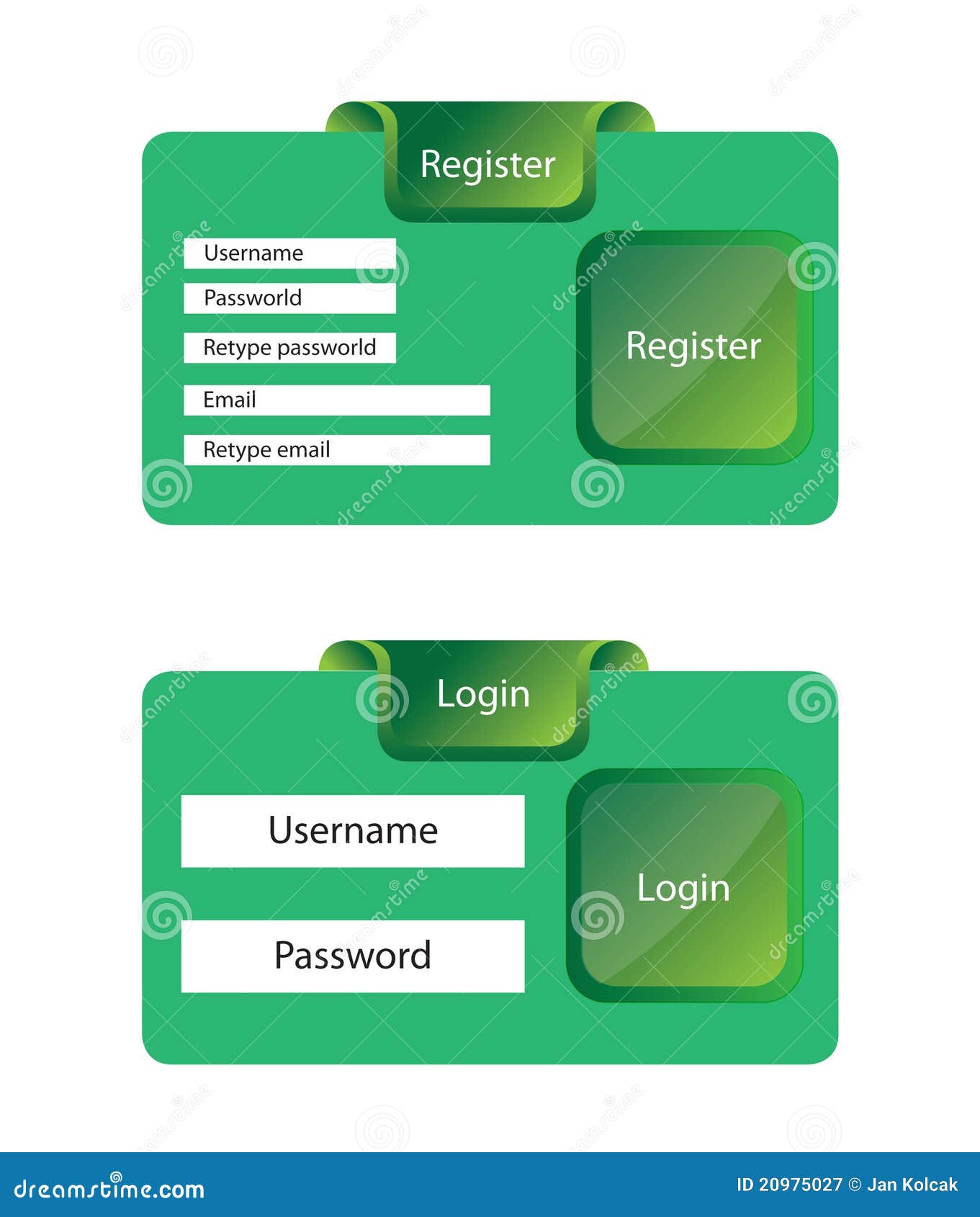 Register and Login Template Stock Vector - Illustration of page ...