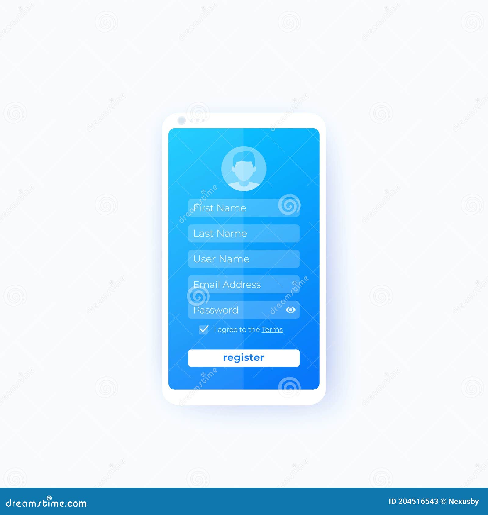 Register, Mobile App Ui Design, Vector Stock Vector - Illustration of ...