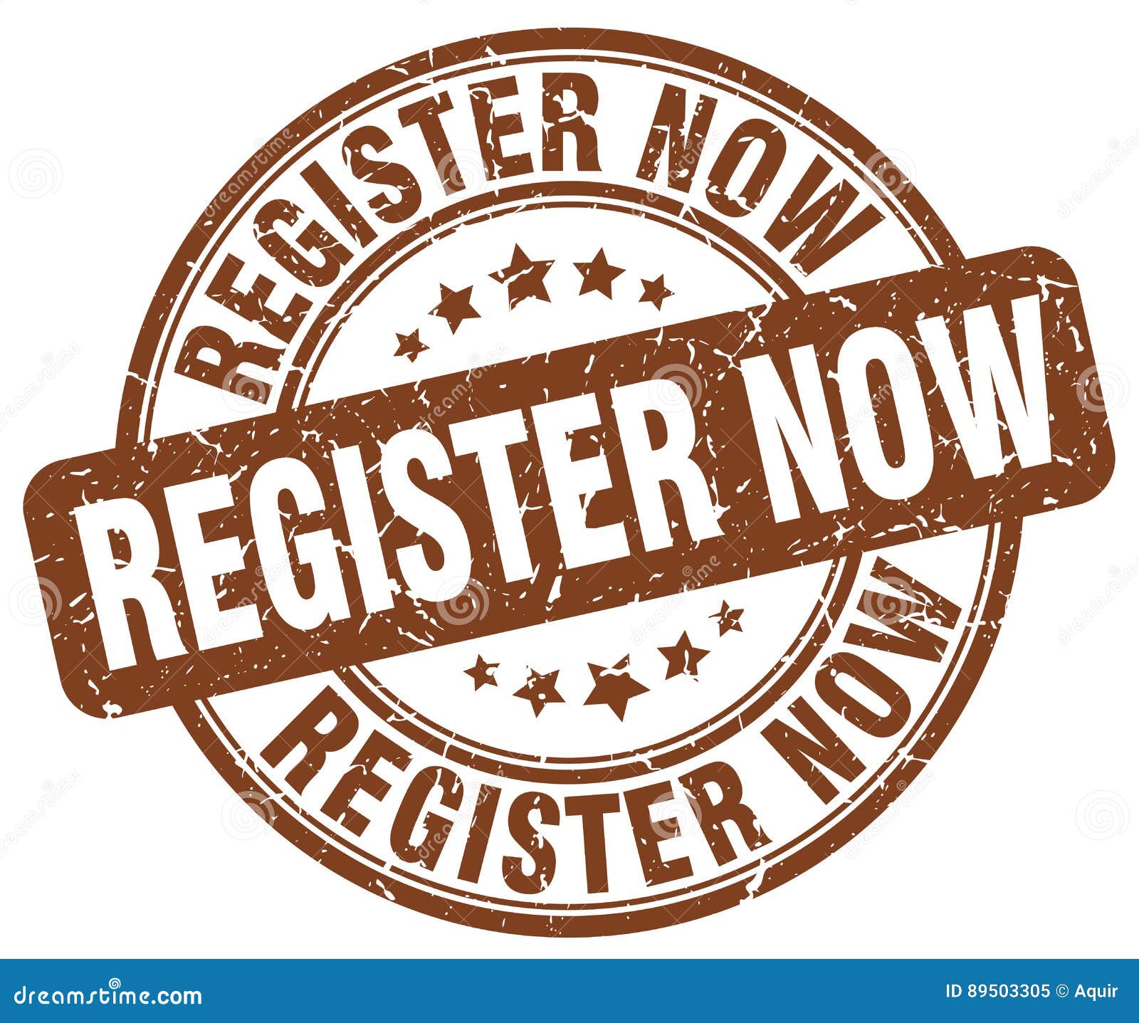 Register now brown stamp stock vector. Illustration of label - 89503305