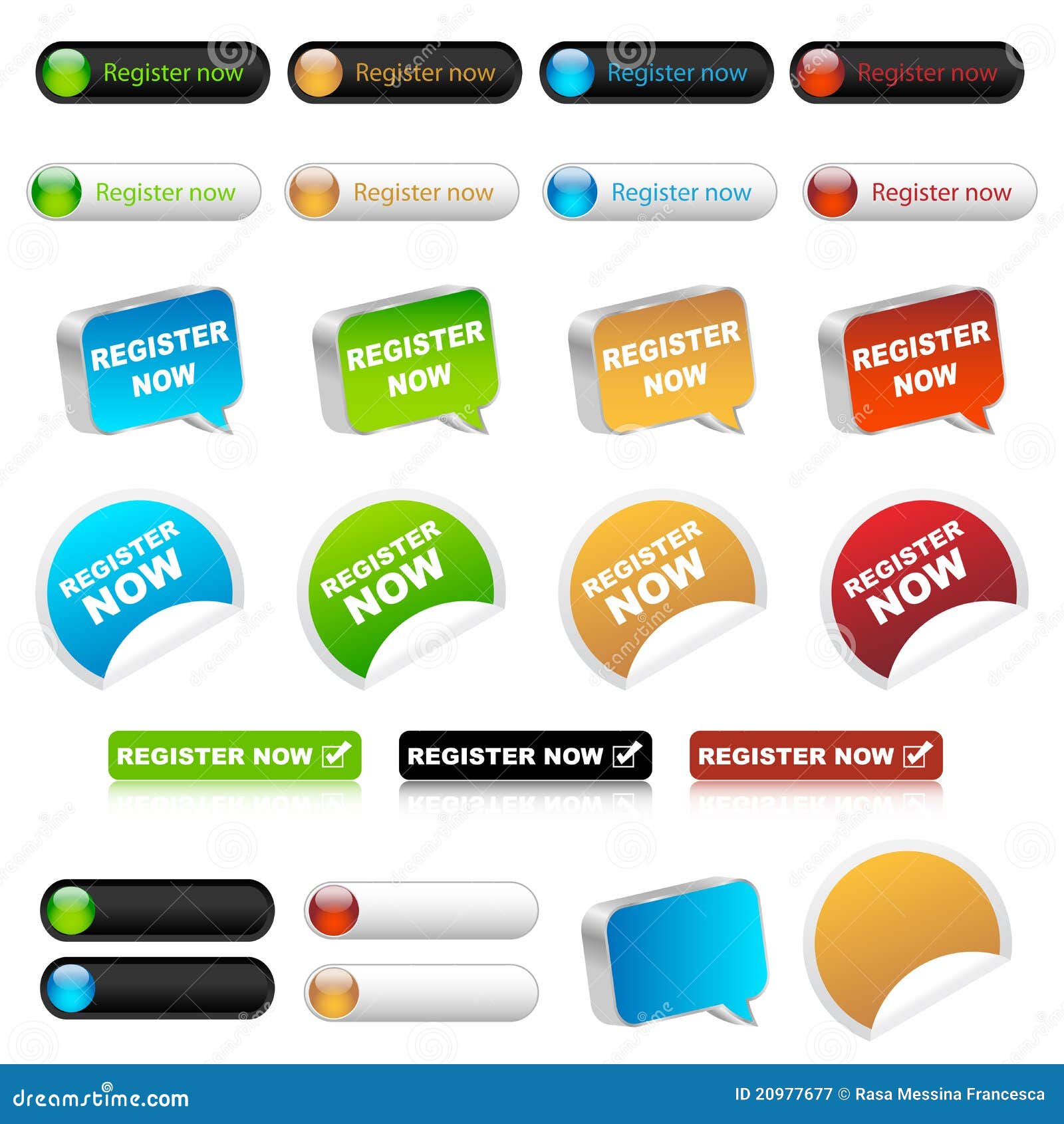 Register now buttons stock vector. Illustration of group - 20977677