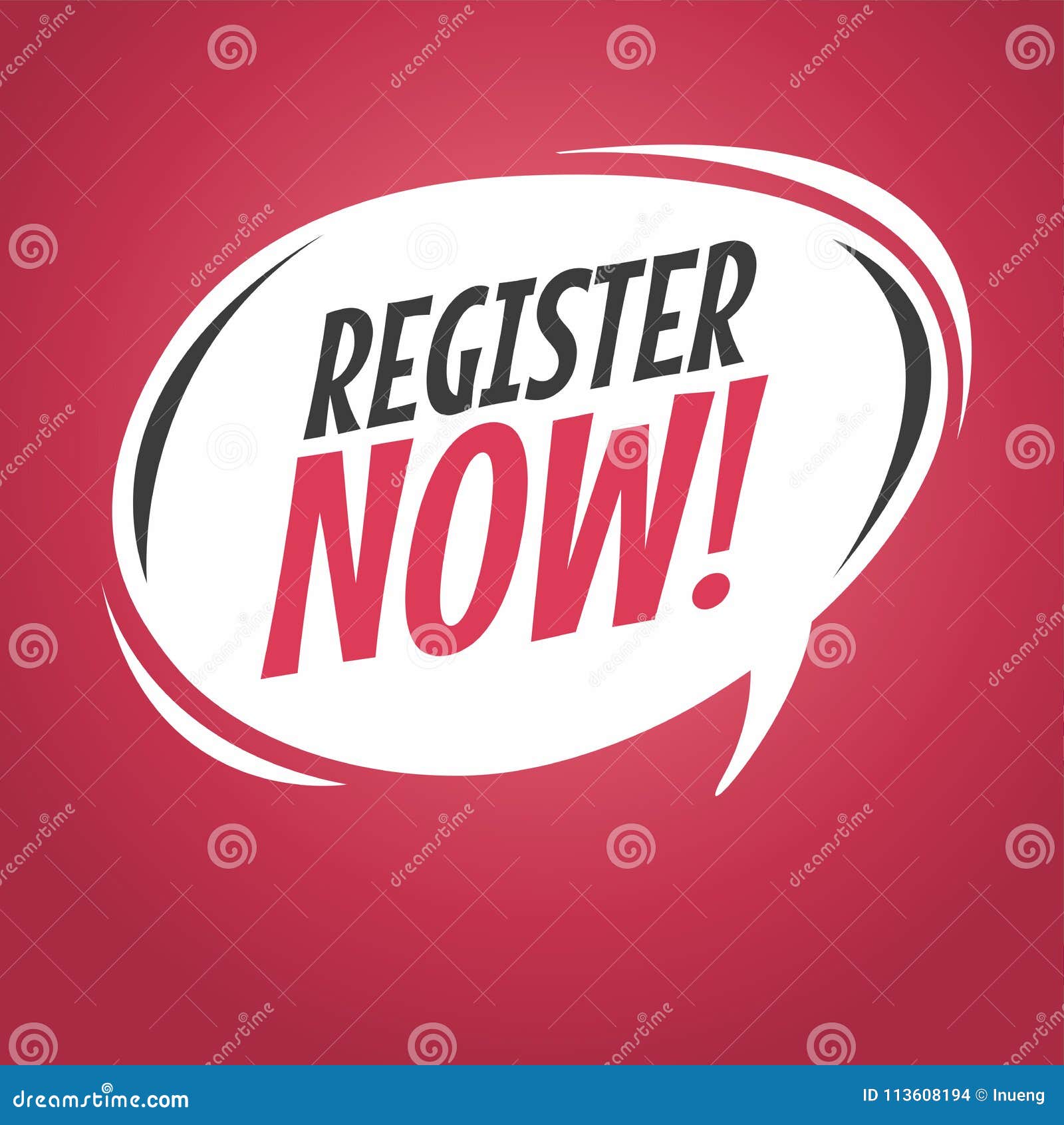 Register Now Cartoon Speech Bubble. Stock Vector - Illustration of ...