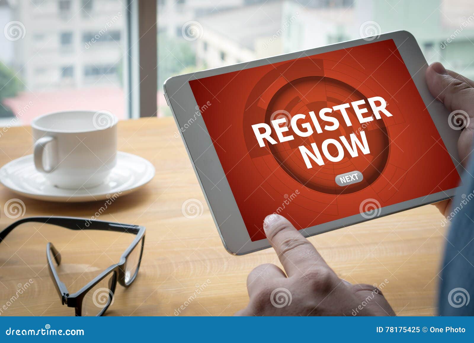 REGISTER NOW stock image. Image of night, membership - 78175425