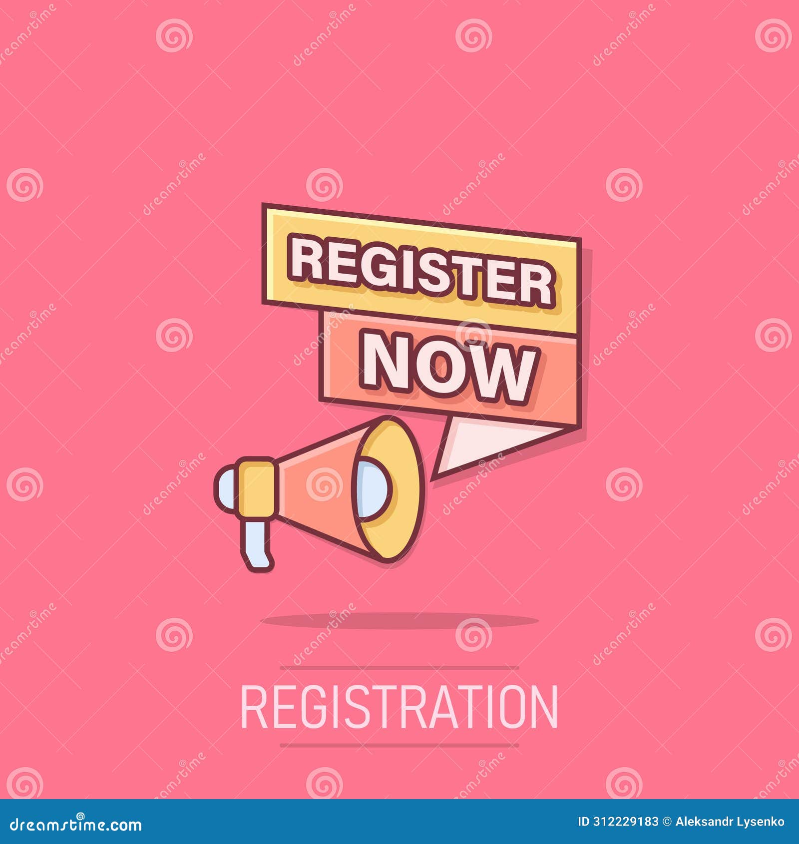 Register Now Icon in Comic Style. Registration Cartoon Vector ...