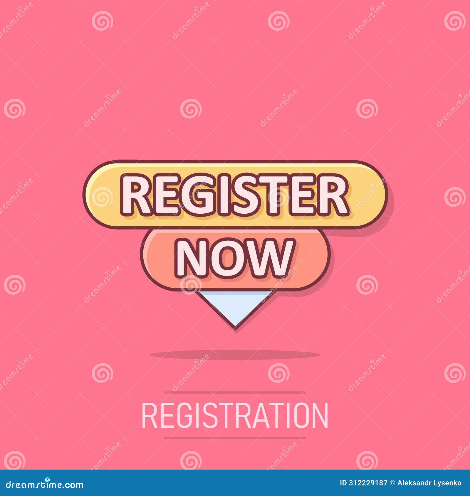 Register Now Icon in Comic Style. Registration Cartoon Vector ...