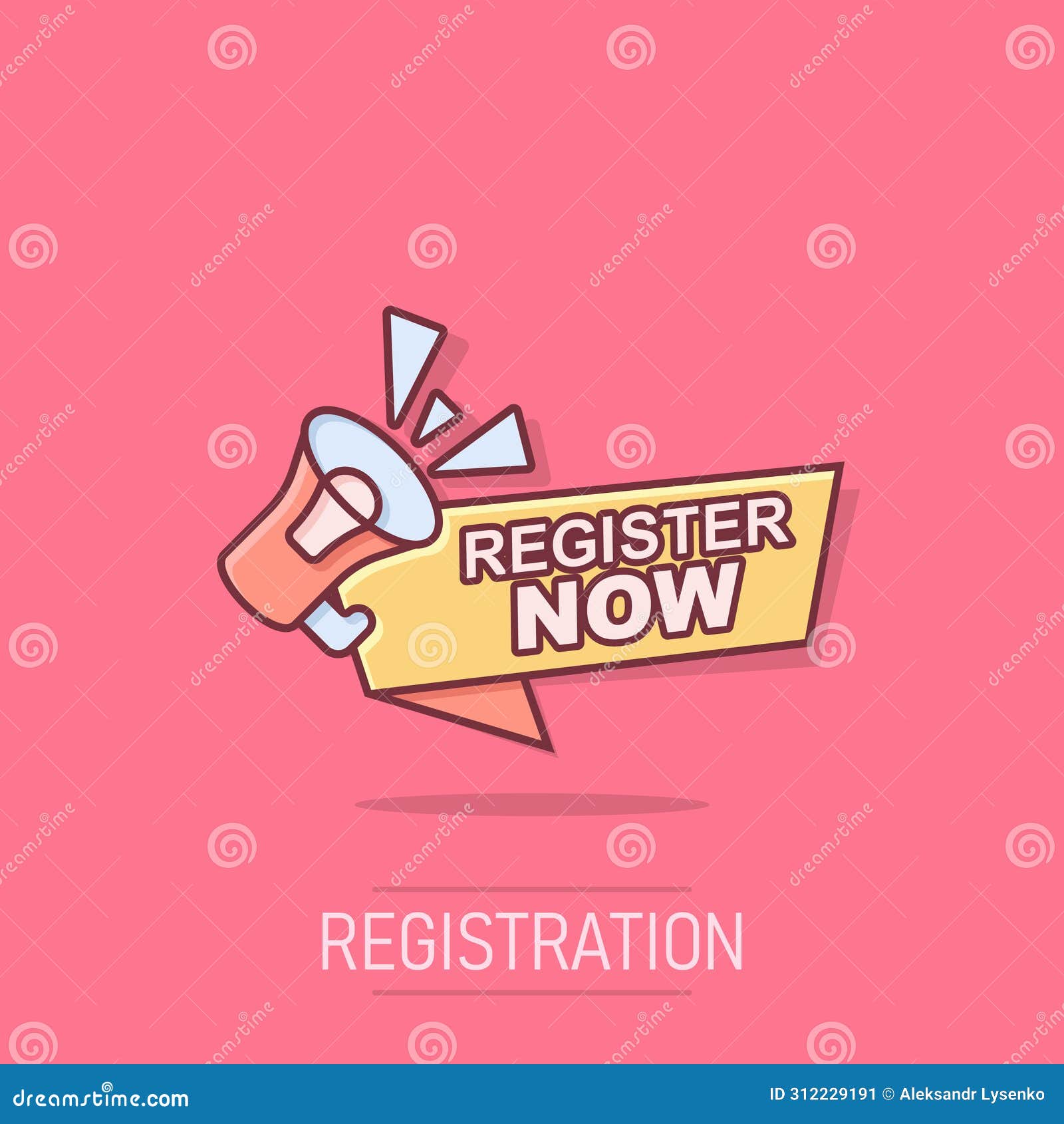 Register Now Icon in Comic Style. Registration Cartoon Vector ...