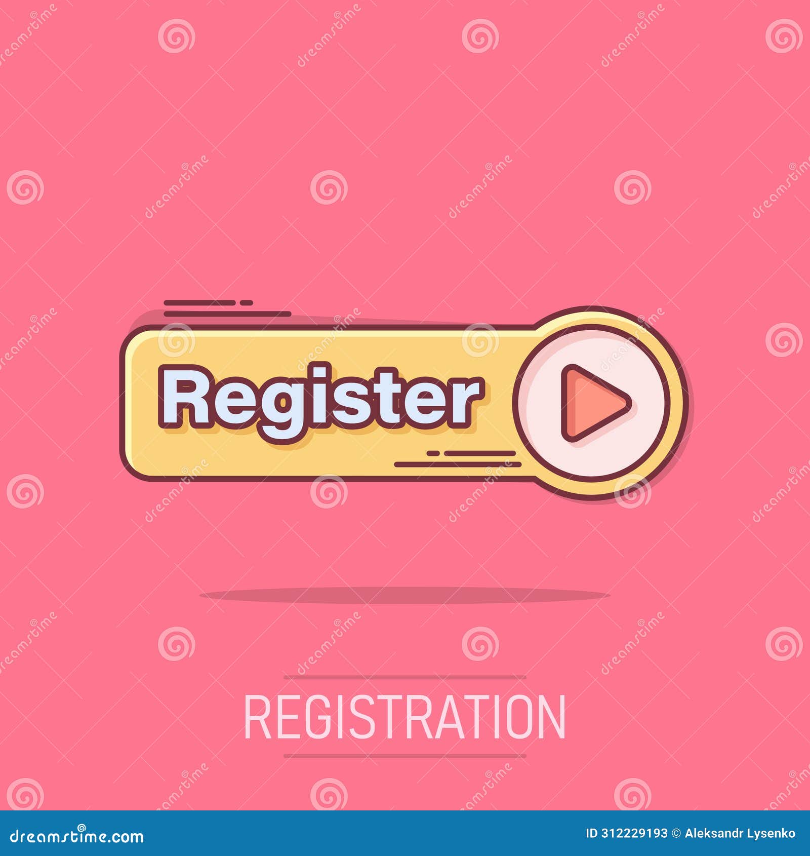 Register Now Icon in Comic Style. Registration Cartoon Vector ...