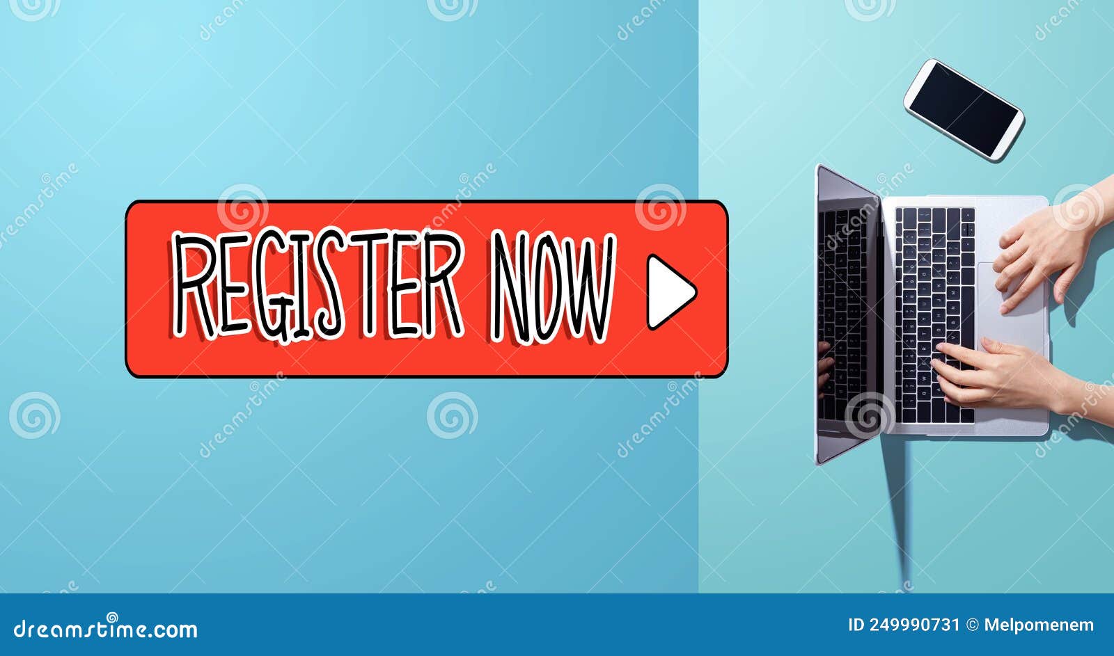Register Now with Person Working with Laptop Stock Image - Image of ...