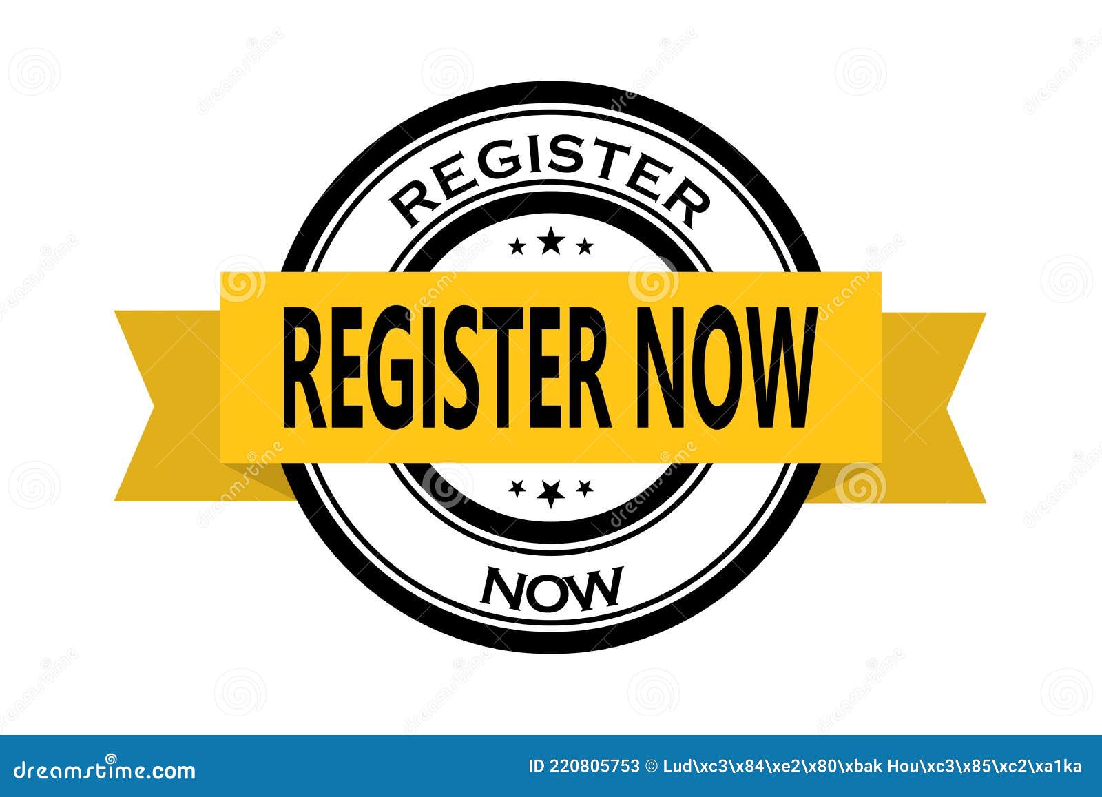 Register Now Seal and Ribbon for Use in E-commerce or E-shops. Stock ...