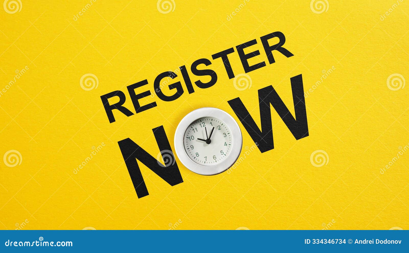 Register Now is Shown Using the Text and Photo of Clock Stock Photo ...
