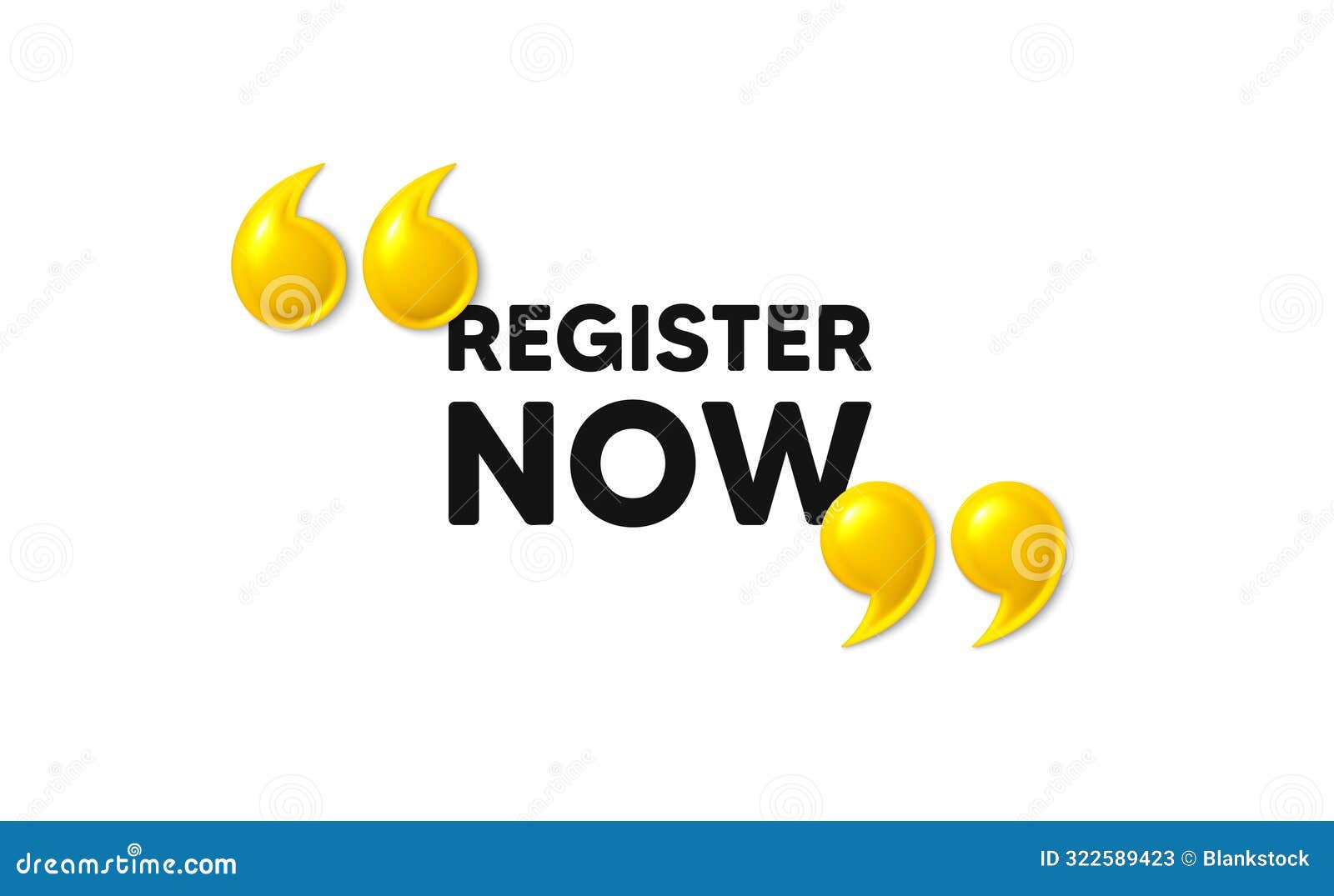 Register Now Tag. Free Registration Offer. 3d Quotation Marks. Vector ...