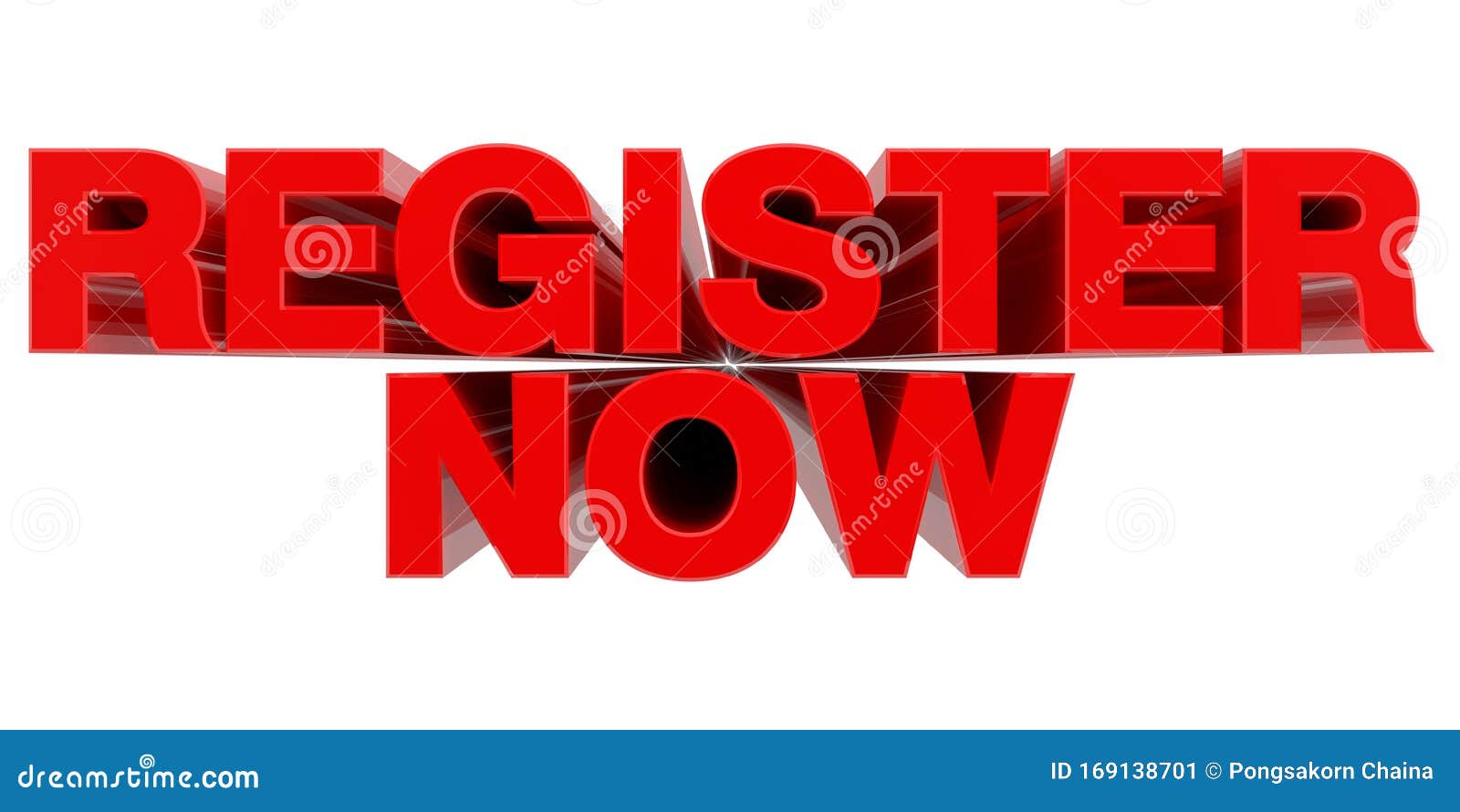 REGISTER NOW Word on White Background 3d Rendering Stock Illustration ...