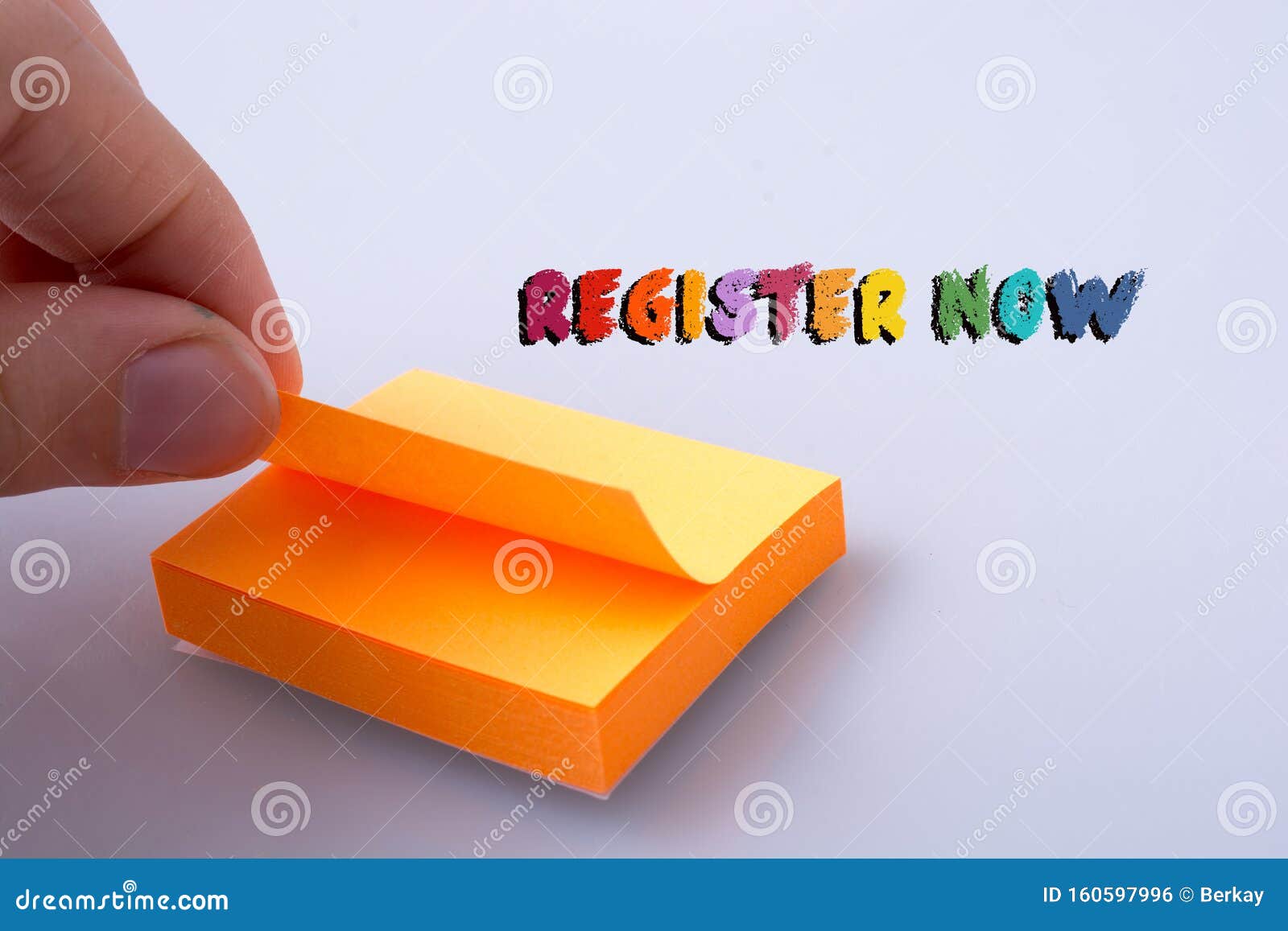 Register Now Wording Written on Blank Torn Paper in Hand Stock Photo ...