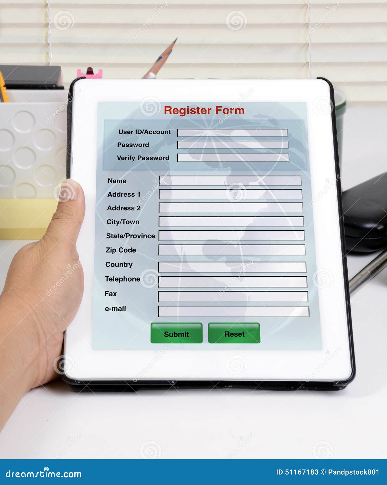Register online form. stock image. Image of tablet, connect - 51167183