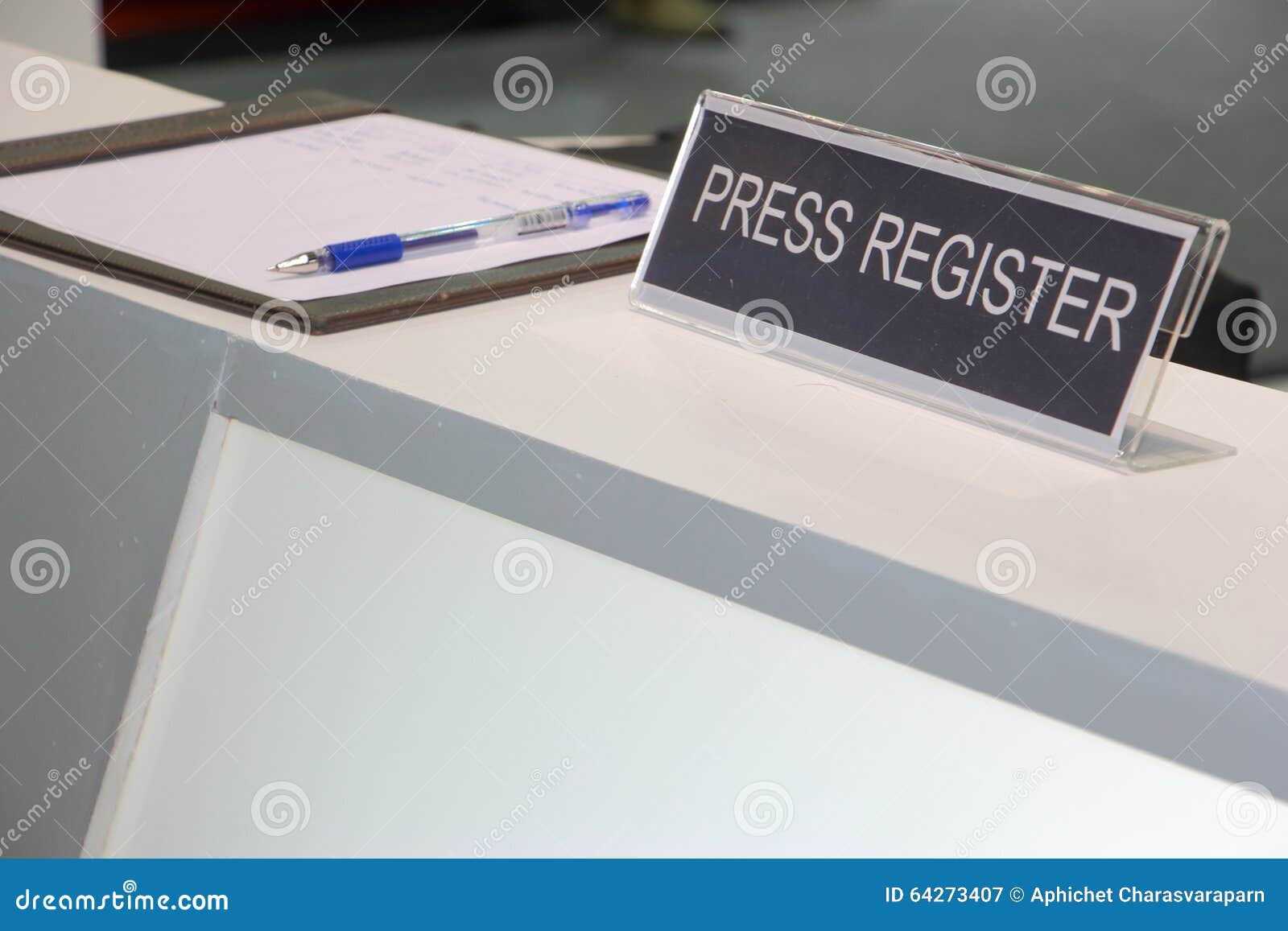 Register Plate on Reception Counter Stock Image - Image of reception ...