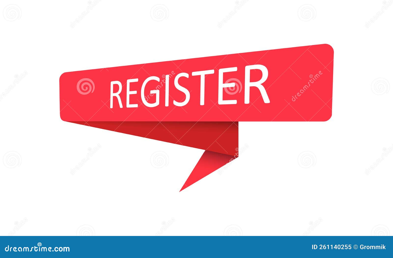 Register. a Red Banner, Pointer, Sticker, Label or Speech Bubble for ...