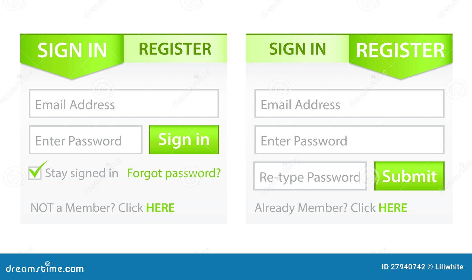 Register and Sign in Forms stock vector. Illustration of member - 27940742