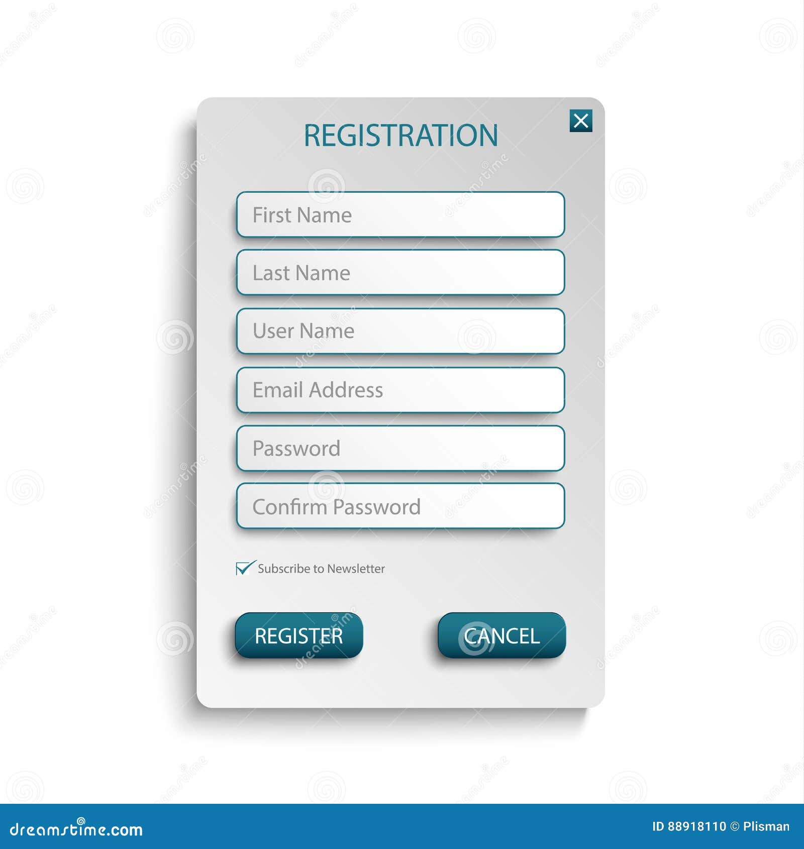 Register Web Screen with Atypical Buttons Template Stock Vector ...