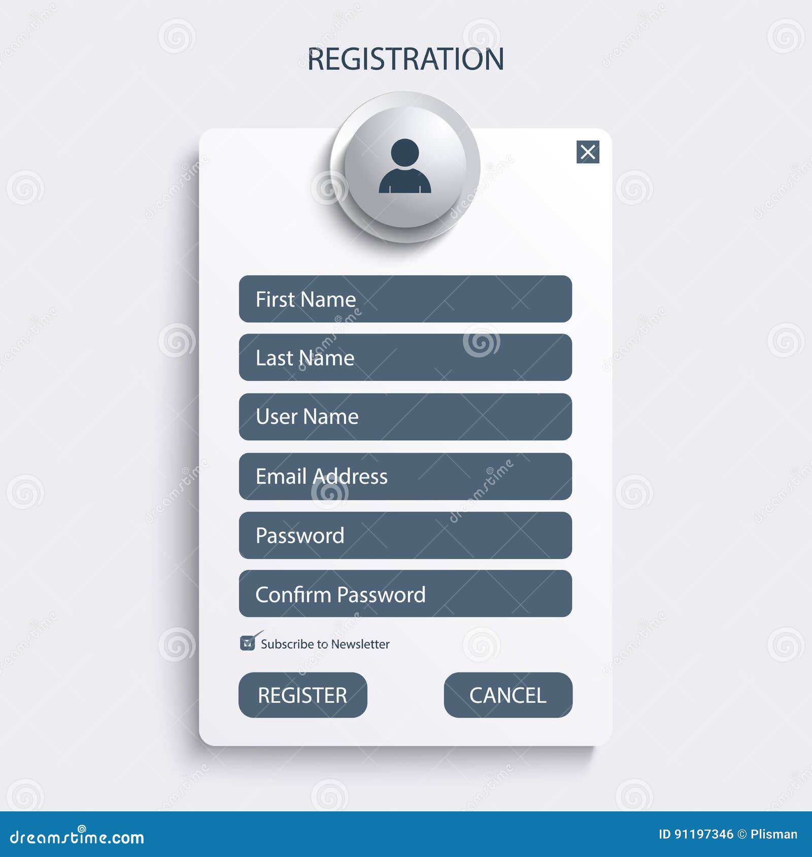 Register Web Screen with Blue Design Template Stock Vector ...