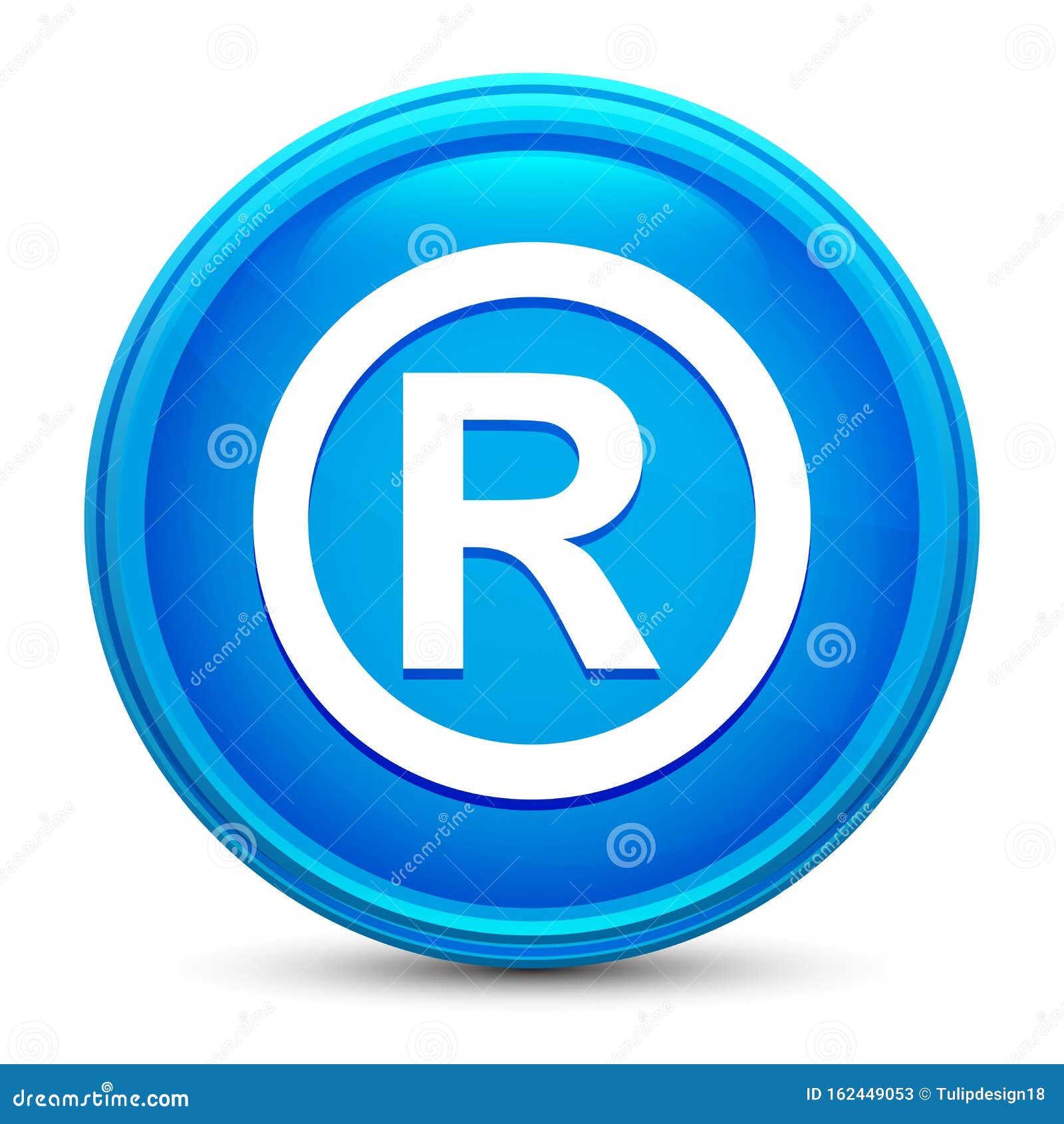 Registered Symbol Icon Glass Shiny Blue Round Button Isolated Design ...