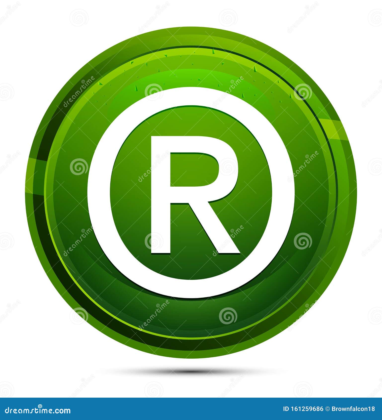 Registered Symbol Icon Glassy Green Round Button Illustration Stock ...