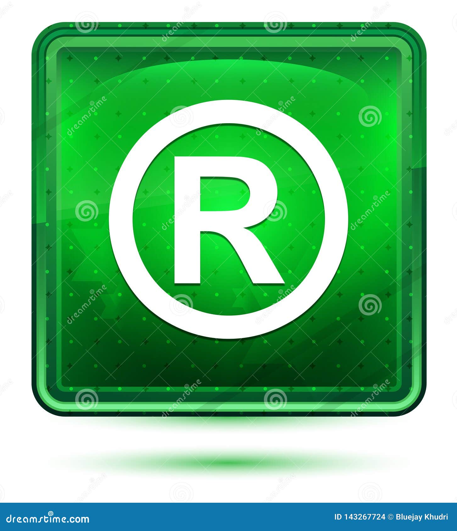 Registered Symbol Icon Neon Light Green Square Button Stock ...