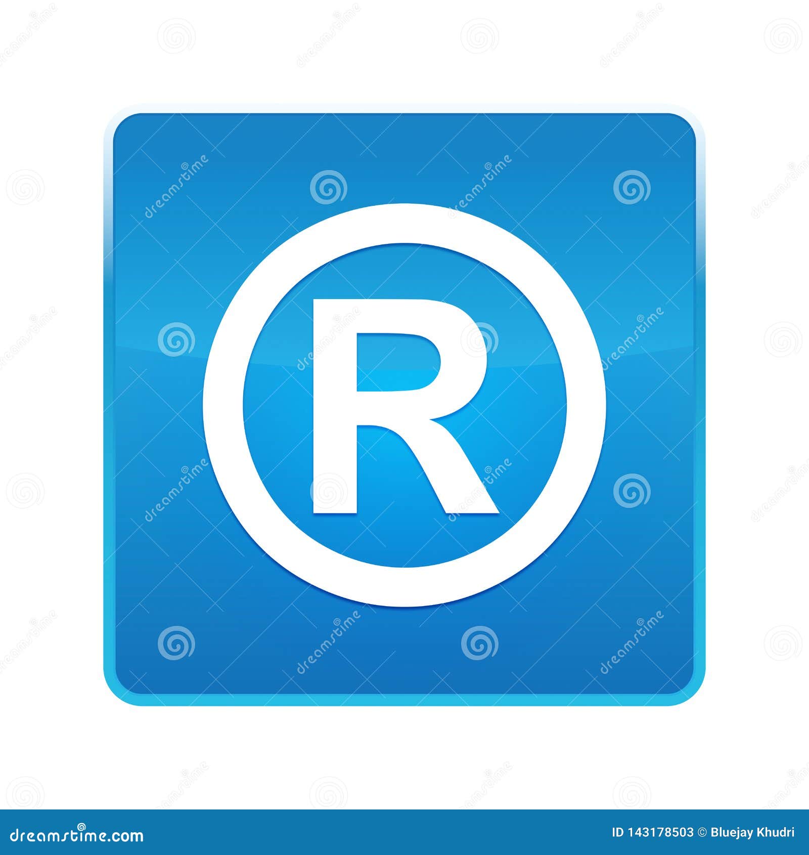 Registered Symbol Icon Shiny Blue Square Button Stock Illustration ...
