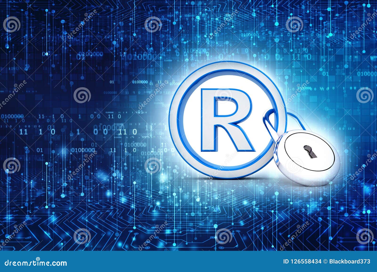Registered Trademark Concept with Padlock, 3D Rendering Stock Photo ...