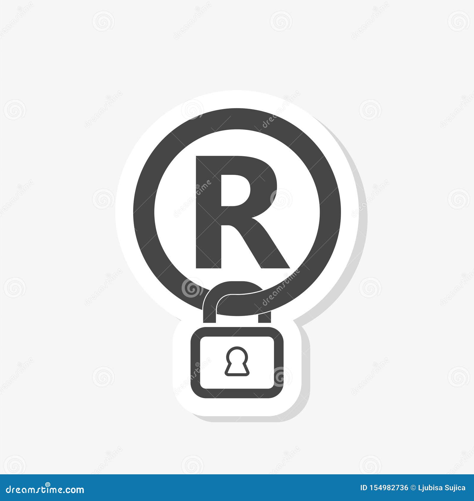 Registered Trademark Concept with Padlock Sticker Stock Vector ...