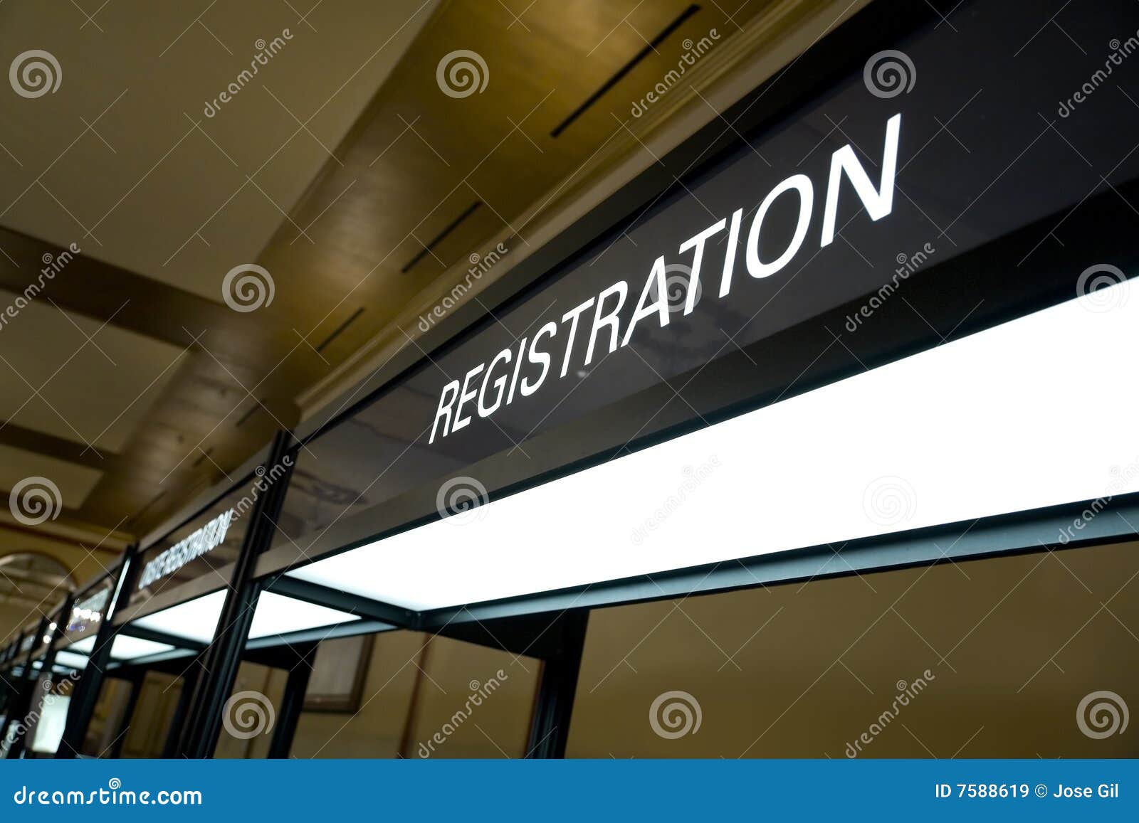 Registration Booth Sign stock image. Image of meeting - 7588619
