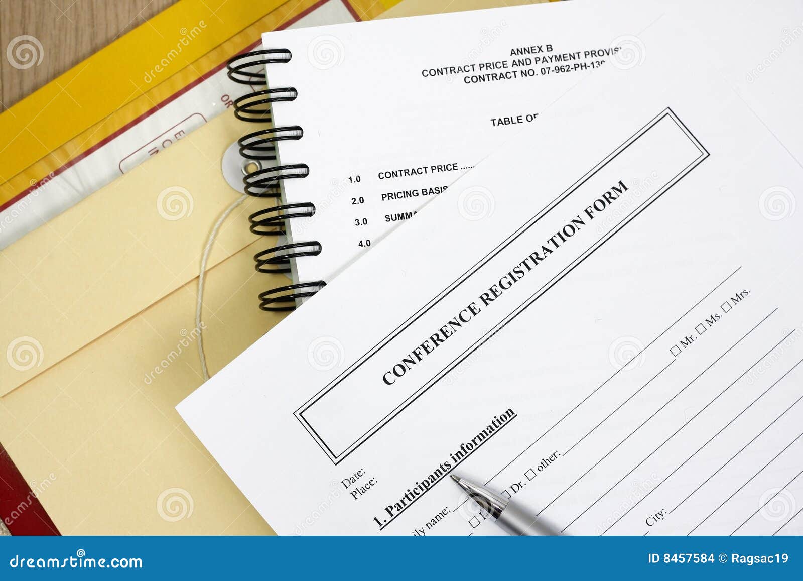 Registration Conference Form Stock Photo - Image of notebook, assign ...