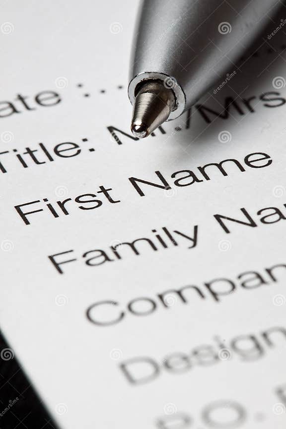 Registration form stock photo. Image of calligraphy, designation - 14231996