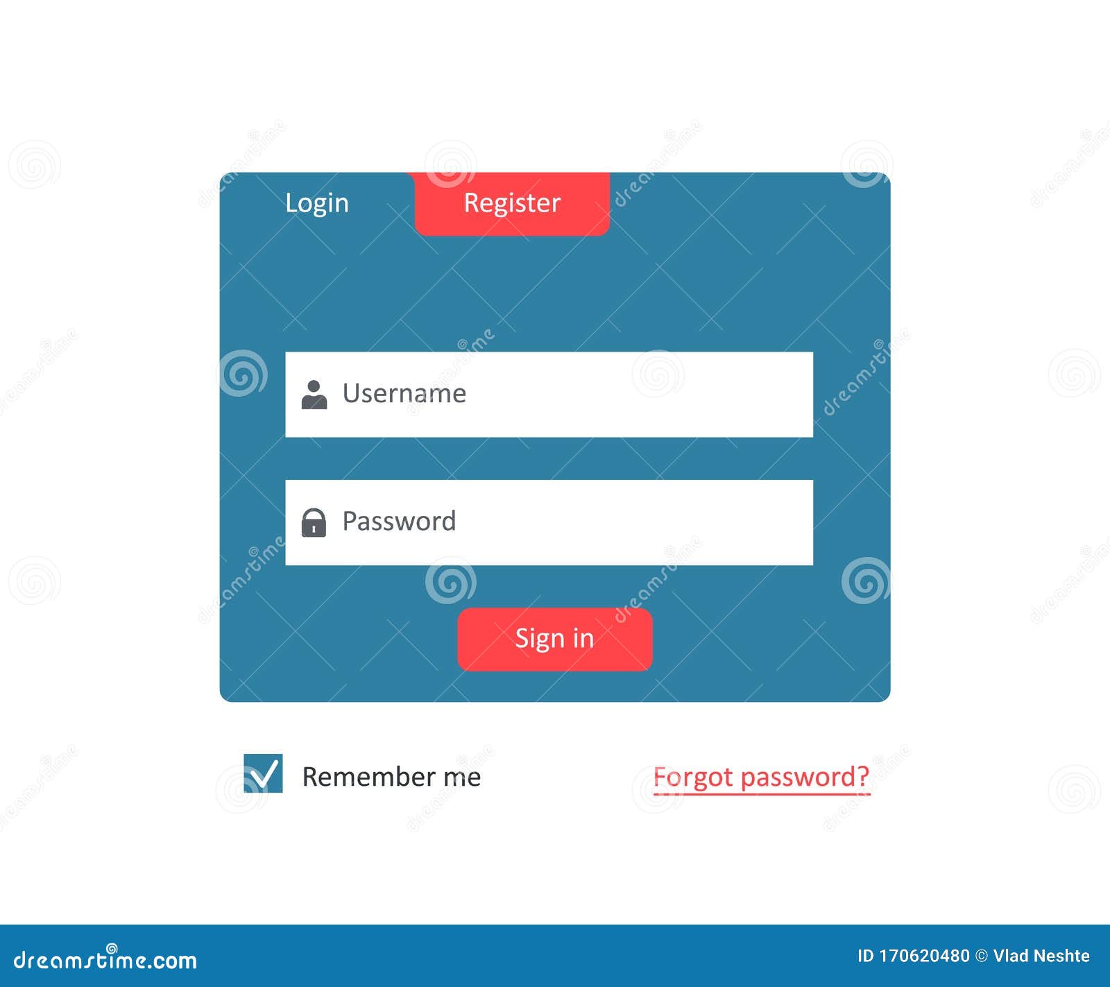 Registration Form. Account Registration and Login Page. Vector Isolated ...
