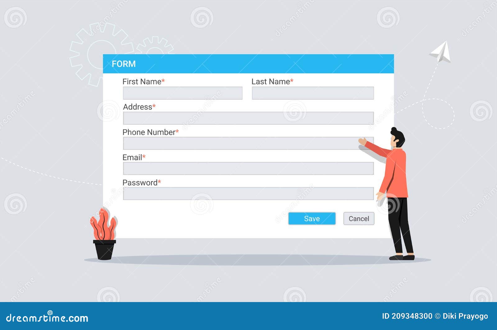 Registration Form Concept with Man Character Vector Illustration Stock ...