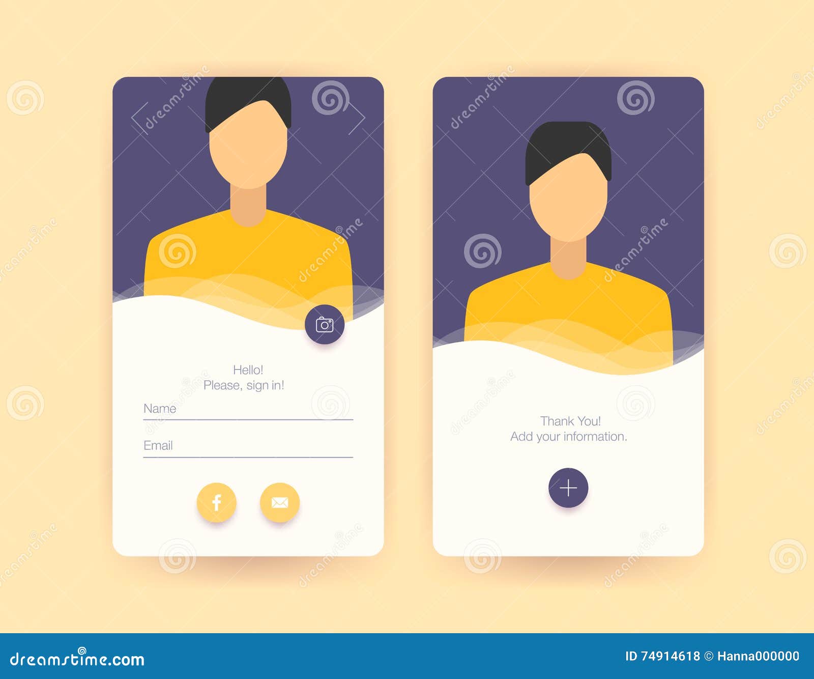 Registration Form And Login Form With Avatar Vector Illustration ... Registration Form And Login Form With Avatar Vector Illustration ...