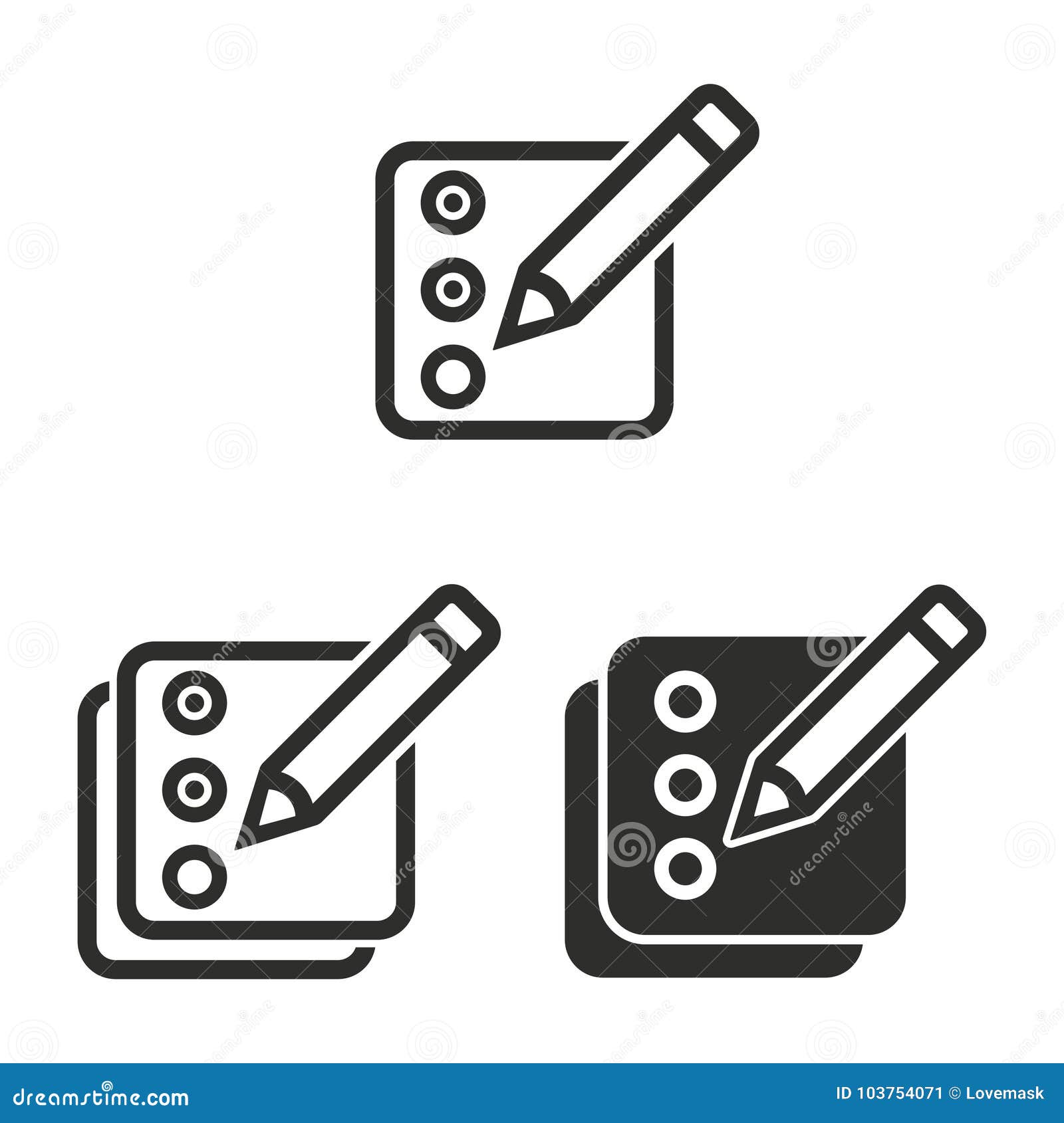 Registration icon set. stock vector. Illustration of paper - 103754071