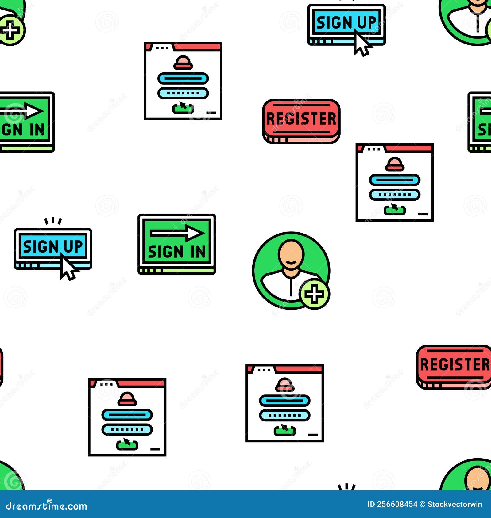 Registration Login Website Form Vector Seamless Pattern Stock ...
