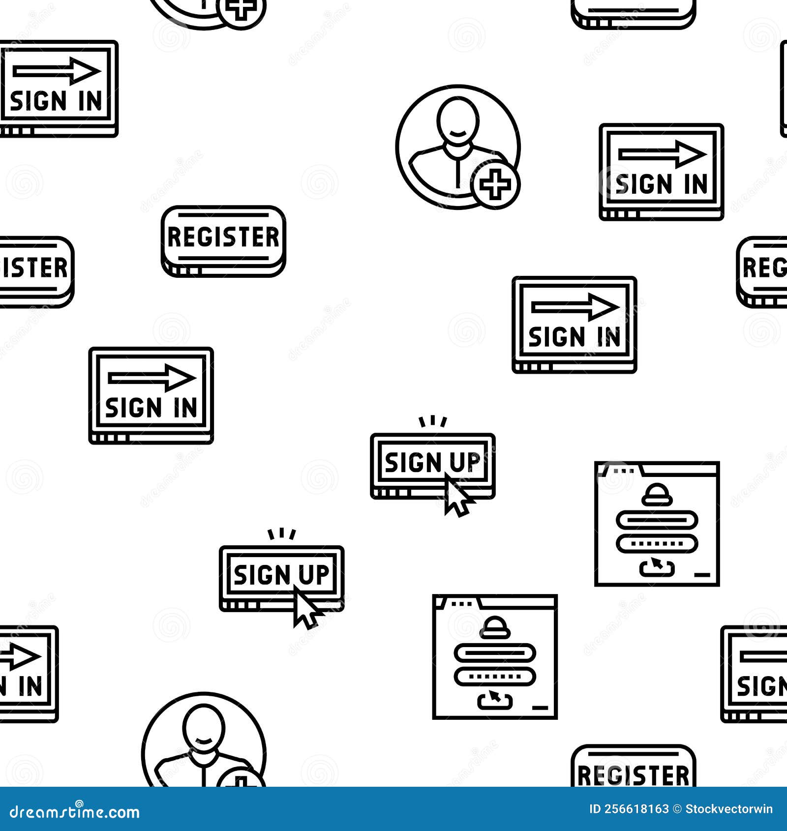 Registration Login Website Form Vector Seamless Pattern Stock Vector ...