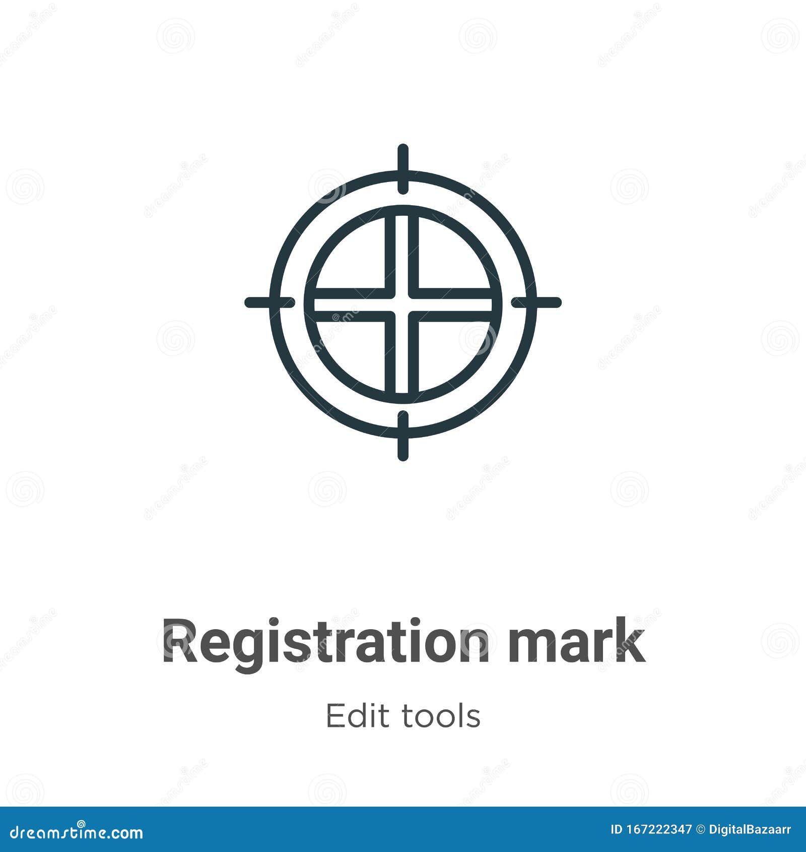 Registration Mark Outline Vector Icon. Thin Line Black Registration ...