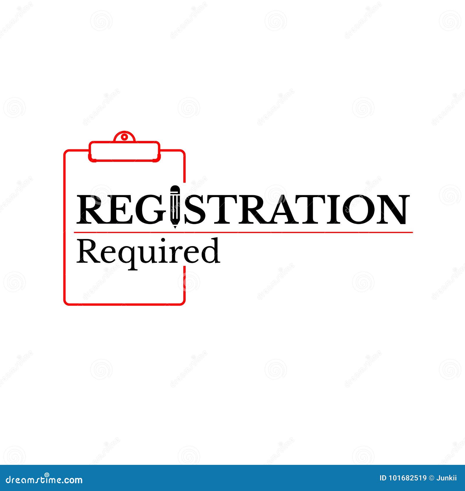 Registration required. stock vector. Illustration of line - 101682519