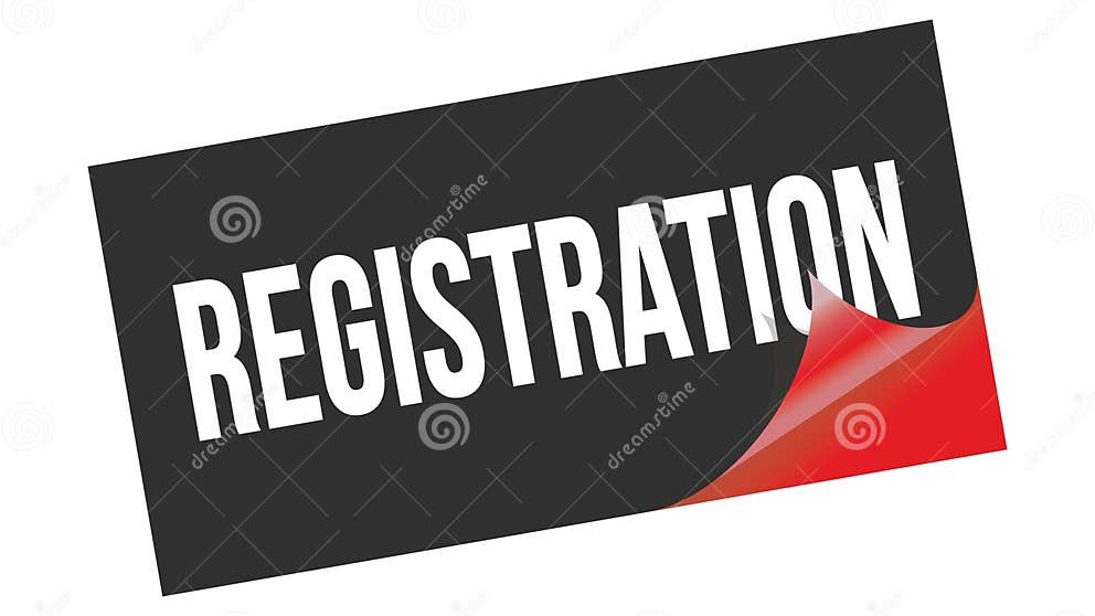 REGISTRATION Text on Black Red Sticker Stamp Stock Illustration ...