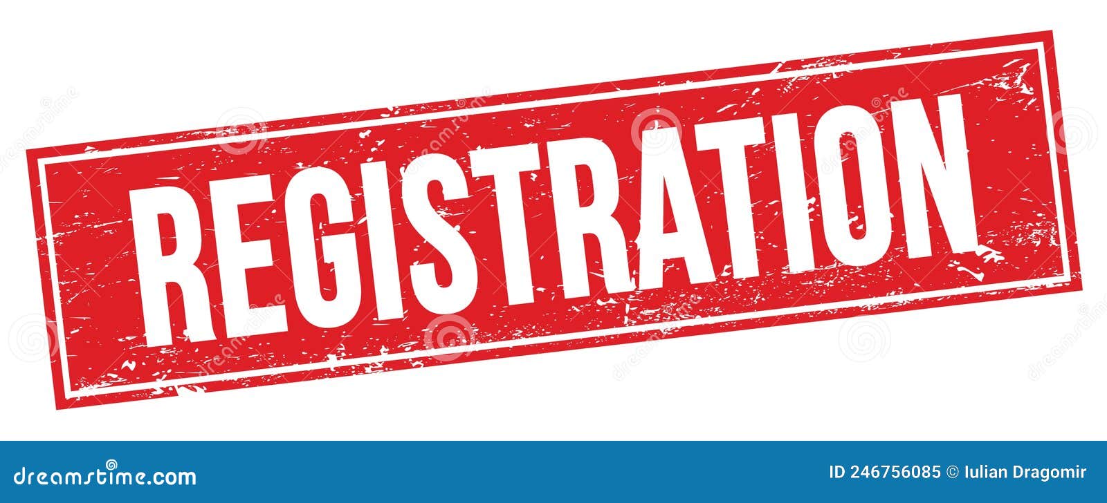 REGISTRATION Text on Red Grungy Rectangle Stamp Stock Illustration ...