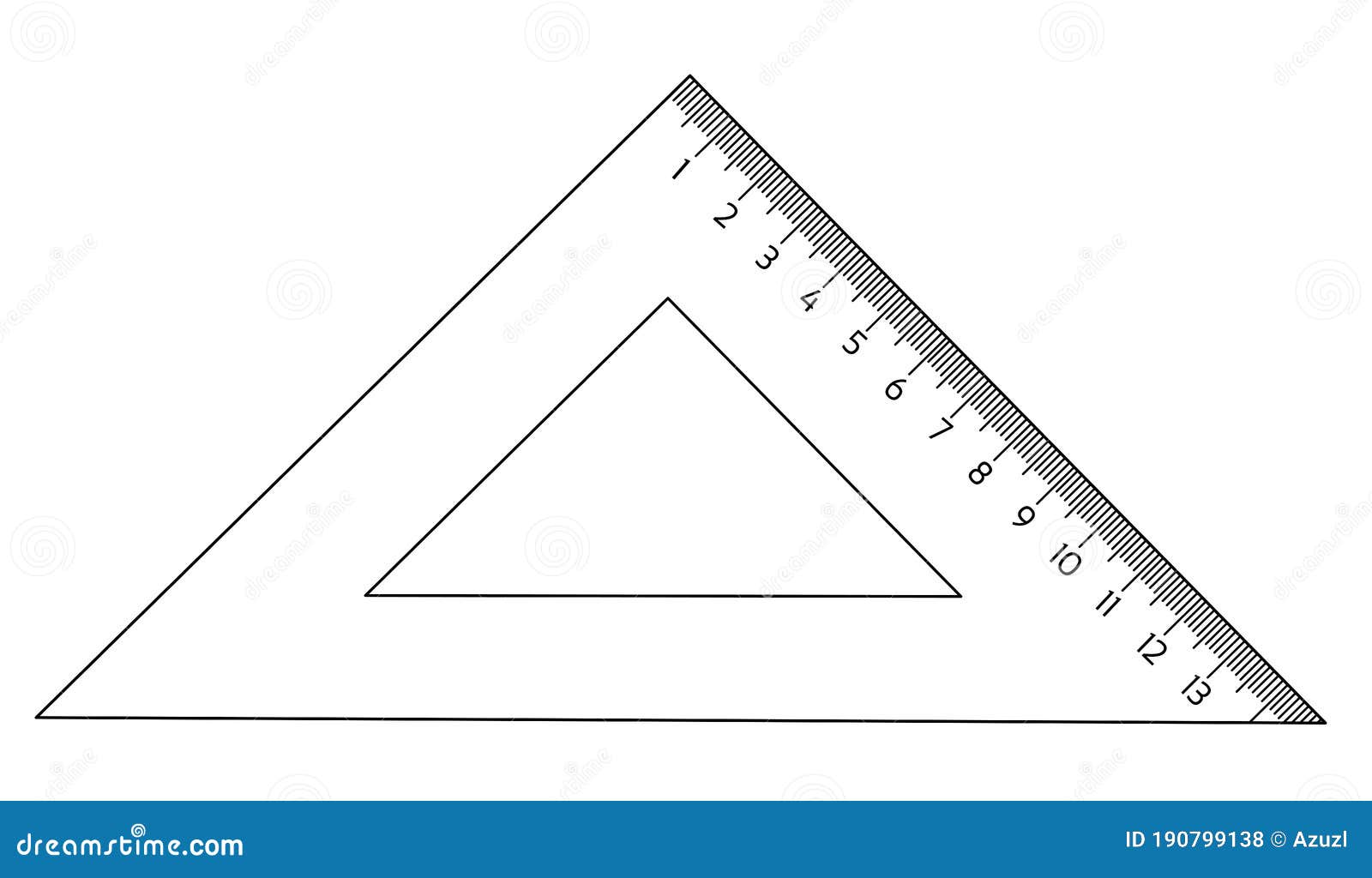 Regla Triangular Aislada En Blanco Ilustración del Vector - Ilustración ...