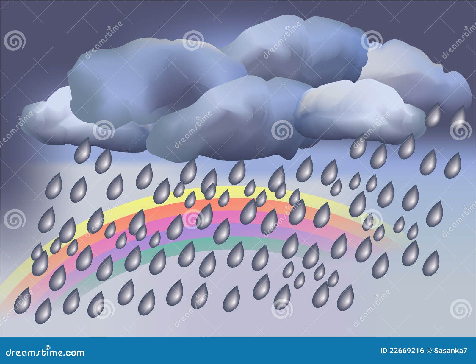 Regnerisch Mit Regenbogen, Wetter Stock Abbildung - Illustration von ...