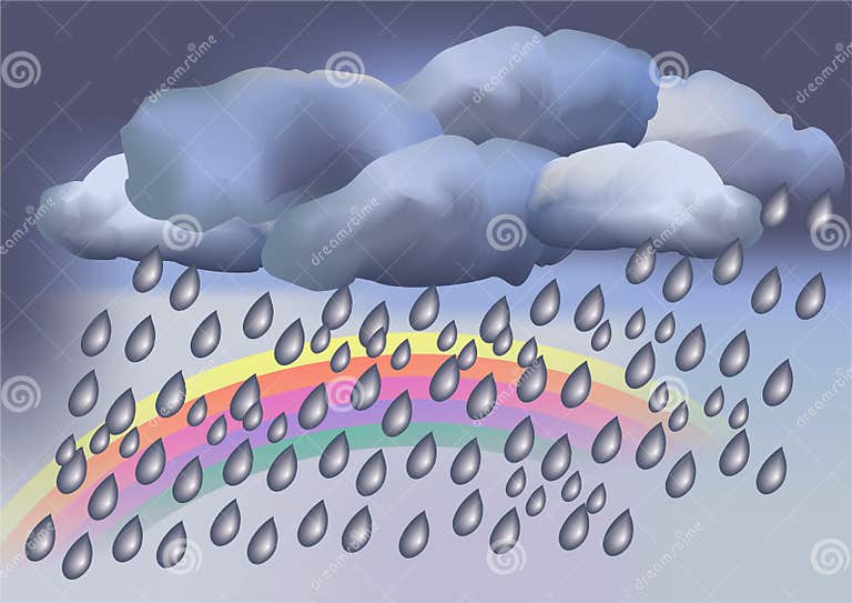 Regnerisch Mit Regenbogen, Wetter Stock Abbildung - Illustration von ...