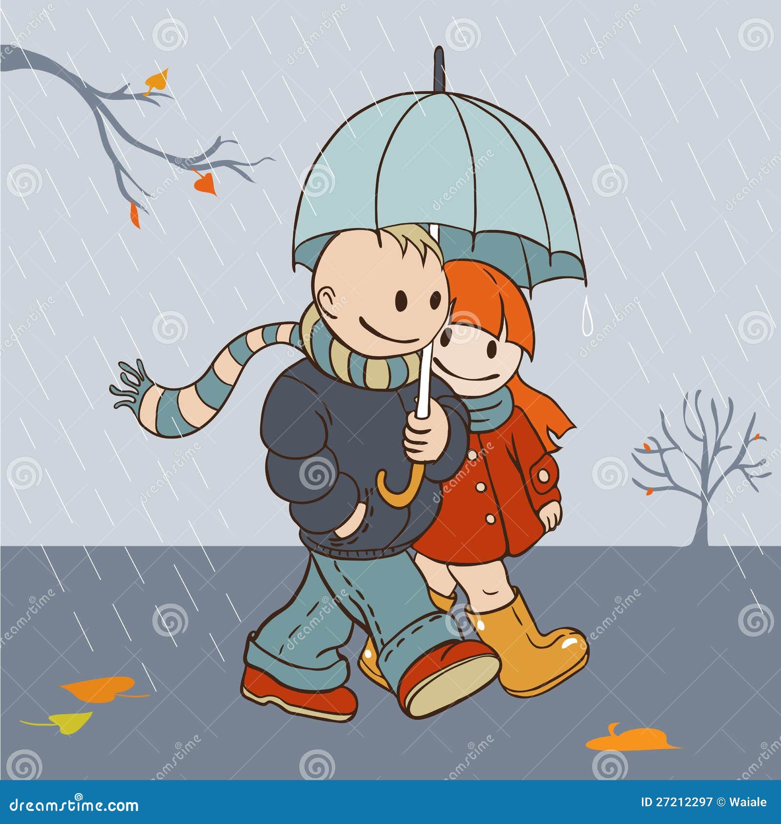 Regnerischer Tag Des Herbstes Vektor Abbildung - Illustration von baum ...