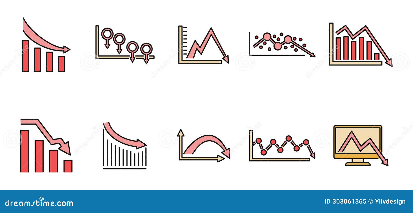 Regression Chart Icons Set Vector Color Stock Photo | CartoonDealer.com ...