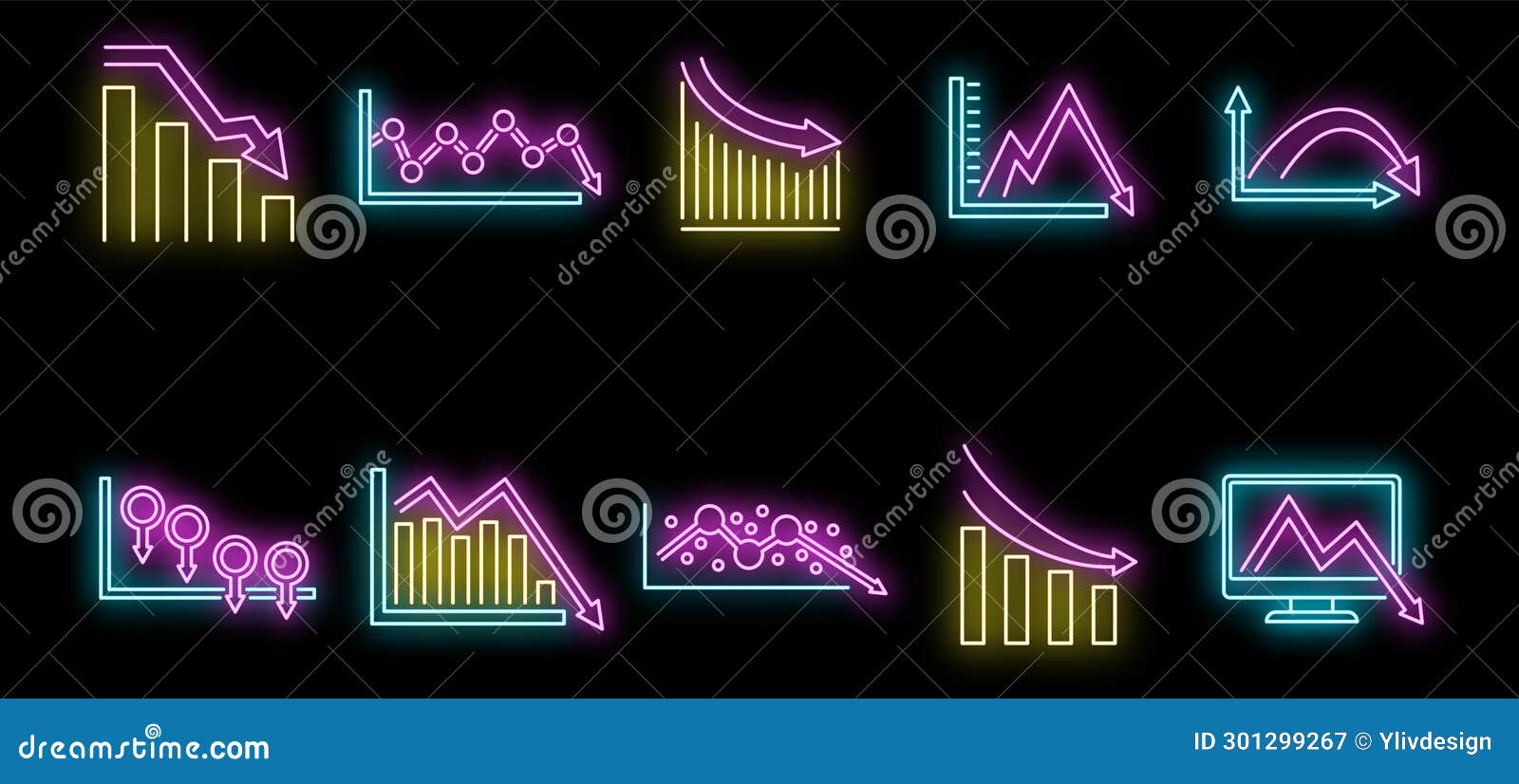Regression Chart Icons Set Vector Color Stock Photo | CartoonDealer.com ...