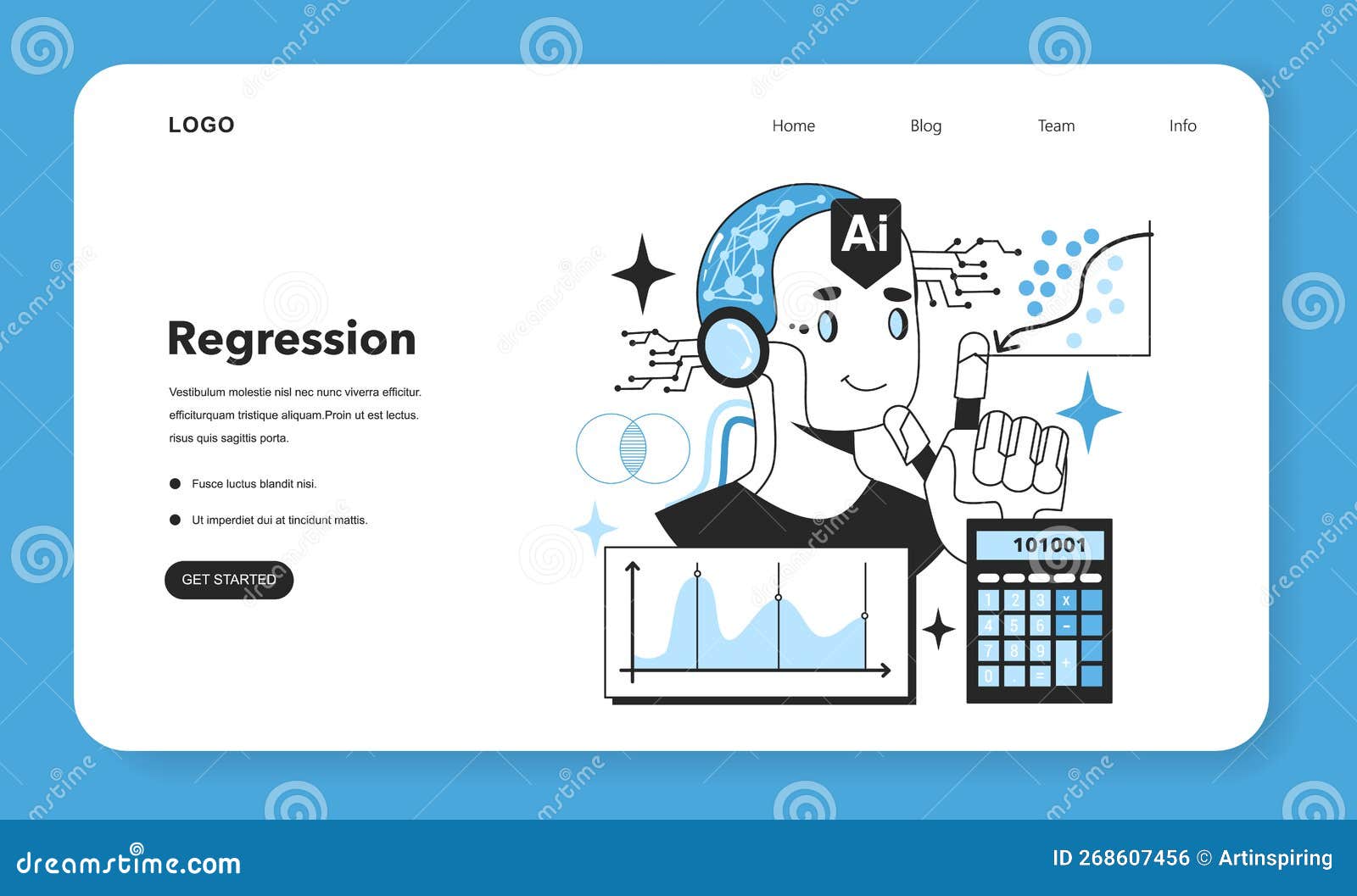 Regression Web Banner Or Landing Page. Artificial Neural Network Vector Illustration ...