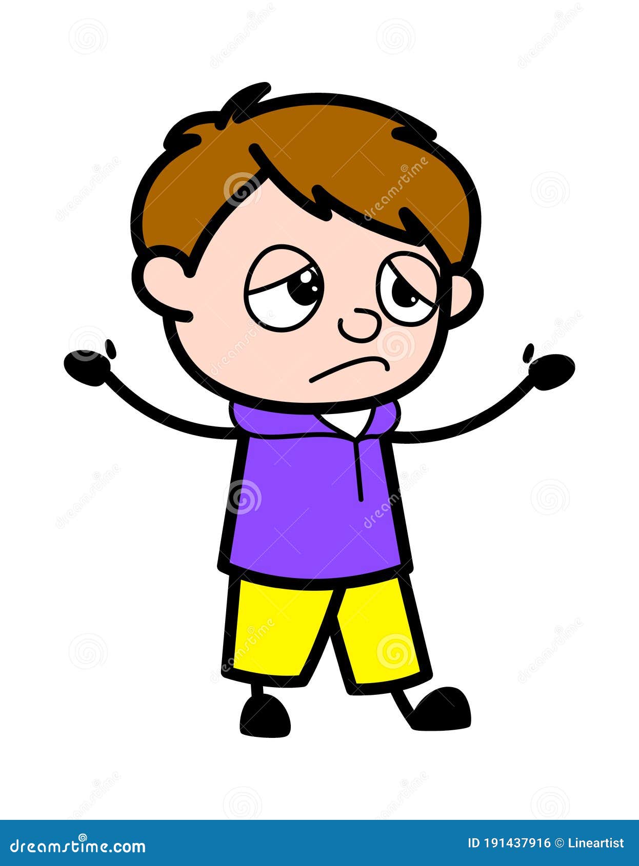Regret Boy Cartoon stock illustration. Illustration of fearful - 191437916