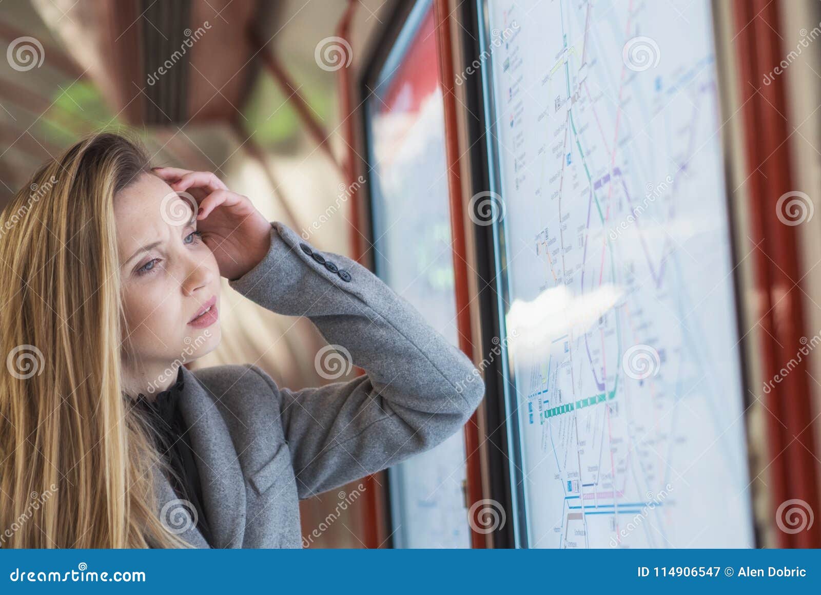 Regret Business Woman in Front of a Timetable Stock Image - Image of ...
